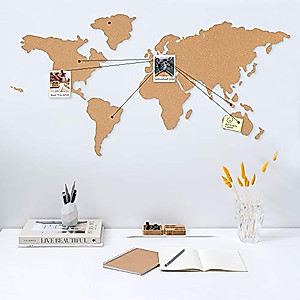 Navaris Cork Board World Map - Self-Adhesive Corkboard Continents for Wall to Pin, Plan and Document Travels - Includes 18 Cork Pieces and 10 Pins