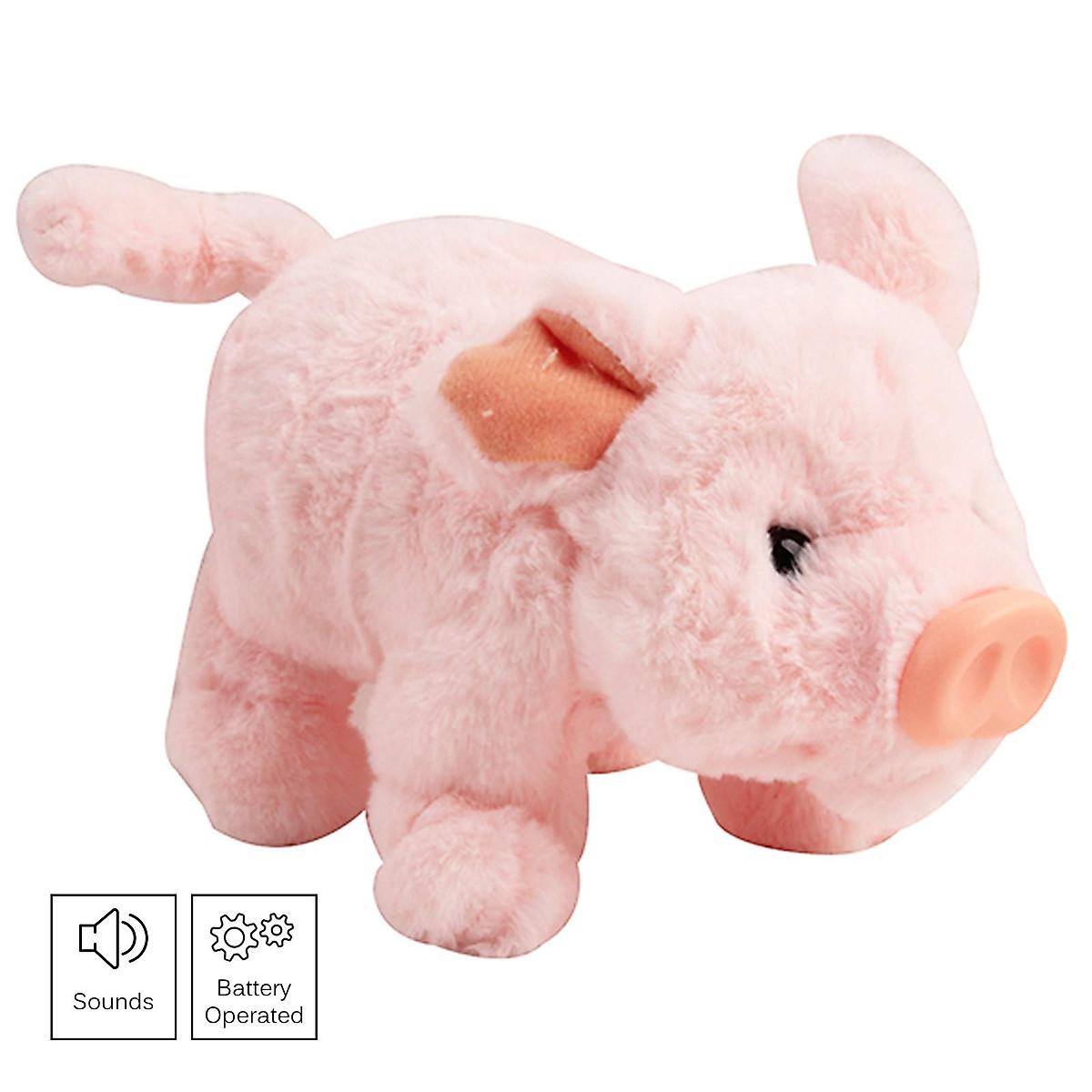 Vokodo Playful Piggy Walks Makes Sounds Wiggles Nose and Wags Tail Interactive Pig Kids Soft Cuddly Electronic Pet Battery Operated Animal Toys Great Gift for Preschool Children Boys Girls Toddlers