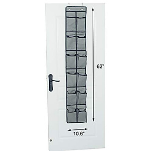 LONGTEAM Thick Oxford Fabric Over the Door Shoe Organizer 12 Pockets Hanging Shoe storage Holder for Bedroom, Bathroom and College Dorm Room (Gray)