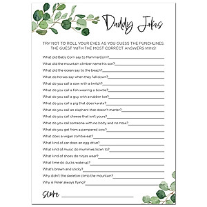 InvitationHouse Greenery Dad Jokes Baby Shower Games – Set of 24