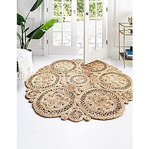 Unique Loom Braided Jute Collection Area Rug (Round 2' 0" x 2' 0", Natural)