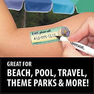 Mermaid 6pk SafetyTat Child ID Tattoos includes skin prep wipes and tattoo marking pen