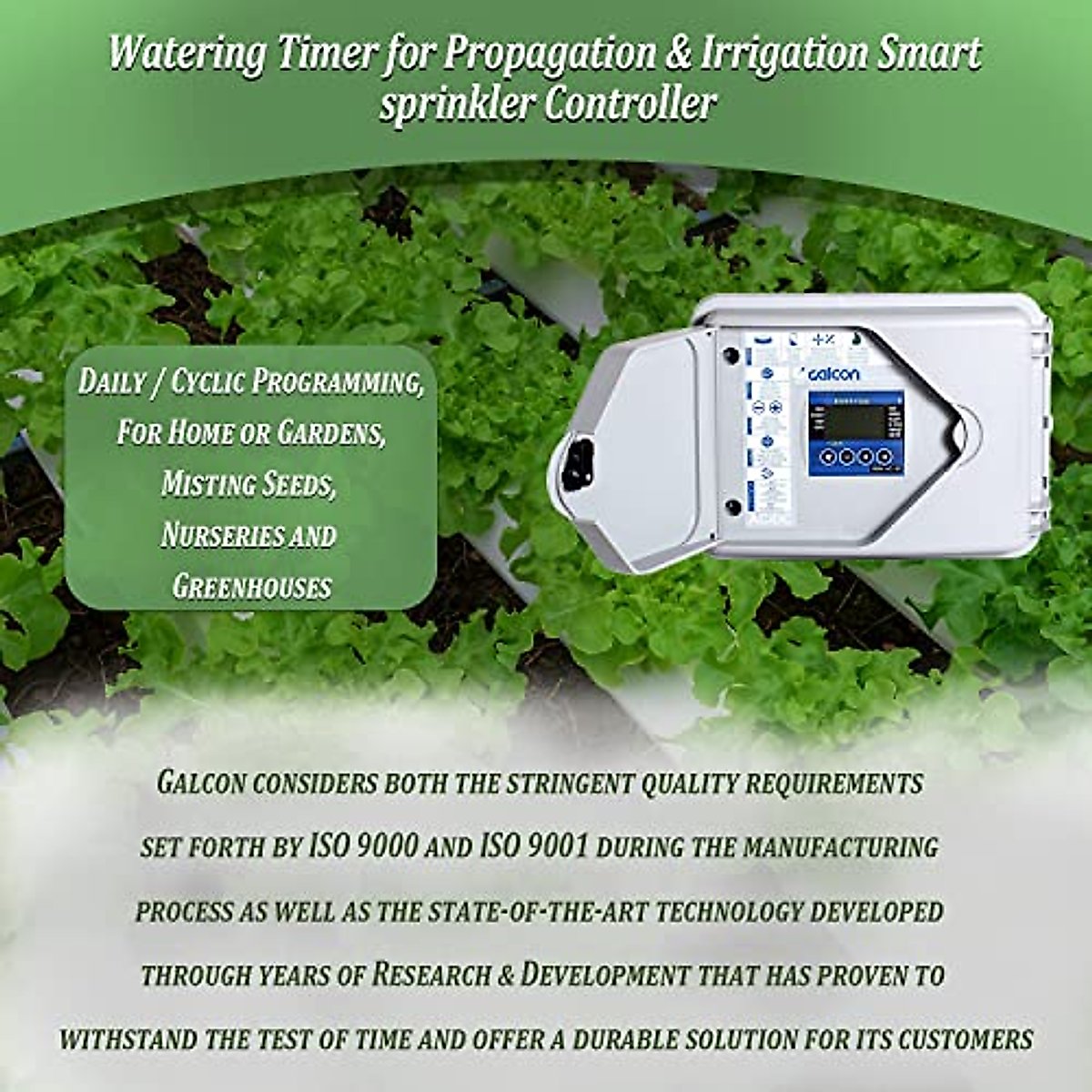 Galcon 8054S AC-4S Watering Timer Propagation & Irrigation Smart sprinkler Controller for Indoor & Outdoor with Daily / Cyclic Programming, Home or Gardens, Misting Seeds, Nurseries and Greenhouses