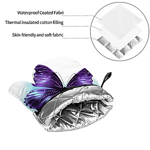 Oven Mitts and Pot Holders Set of 4 Blue Purple Butterfly Print Kitchen Oven Glove Fashion Heat Resistant Oven Gloves Set for BBQ Grill Baking Cooking Oven Microwave