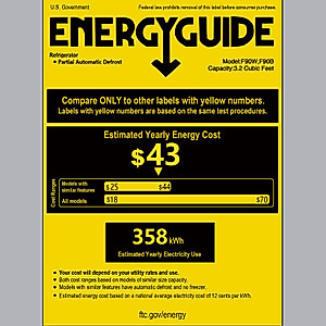 R.W.FLAME Mini Fridge 3.2 Cu.Ft Refrigerator with Freezer, Double Door, Energy Saving for Bedroom, Office, Home, (Black)