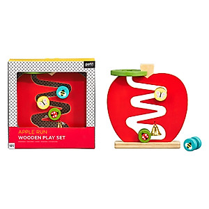 Petit Collage Wooden Apple Racer Toddler Toy, Activity Toys Designed with Safe Materials – Wooden Toy for Babies and Toddlers 12 Months and Older, Builds Hand-Eye Coordination