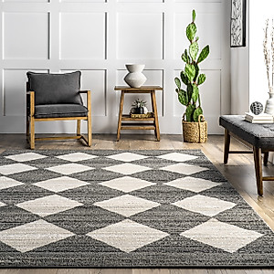 nuLOOM Gianna Contemporary Geometric Checker Tile Area Rug, 4x6, Grey