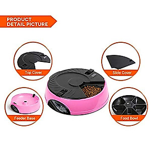 ZZK Automatic pet Feeding Bowl 6 cat Meal time quantitative Feeder Dogs, Cats and Dogs Intelligent Automatic Drink Cups LCD Display,A