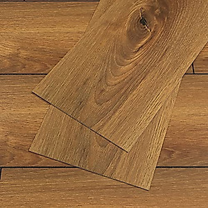 VEELIKE 12-Pack 6''x36'' Peel and Stick Floor Tile Bathroom Waterproof Natural Brown Wood Look Vinyl Plank Flooring Self Adhesive Removable Wood Vinyl Flooring Planks for Bedroom Kitchen Basement