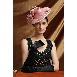 Comott Tea Party Fascinator Derby Hat Sinamay Church Hat for Women Cocktail Party Headband