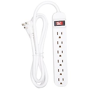 Belkin 6-Outlet Power Strip with five-foot cord, White
