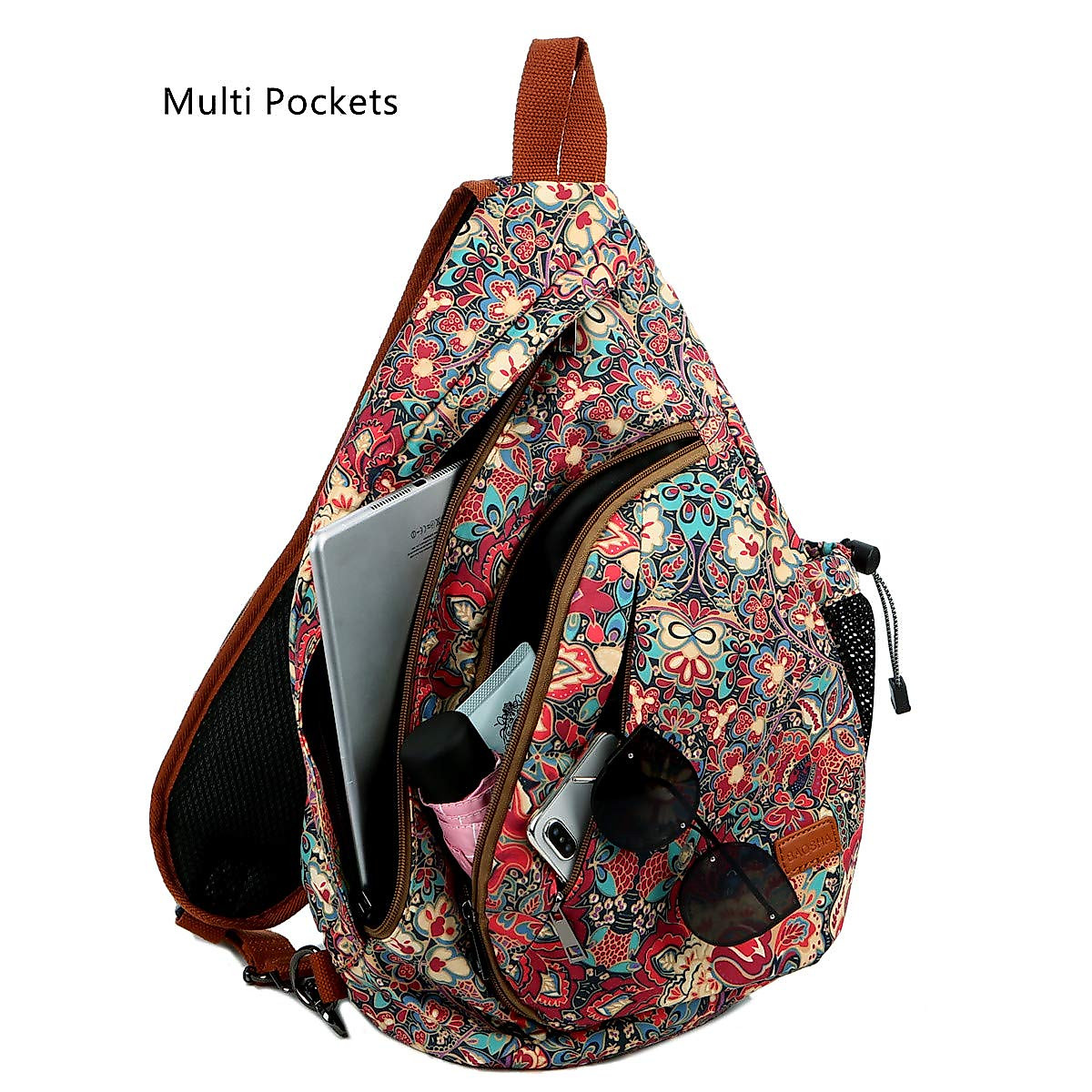 Large Sling backpack Crossbody Shoulder Chest Bag Travel Hiking Daypack for Women XB-04 (Multicolored)