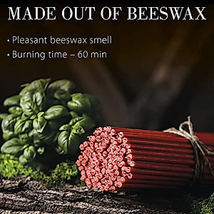 Danilovo Pure Beeswax Candles - No-Drip, Smoke-Less, Tall, Thin Taper Candles – Decorative Candles for Church Prayer, Decor or Birthday Candles – Honey Scented – 7.3 in, Ø 0.24 in (Red, 50pcs)