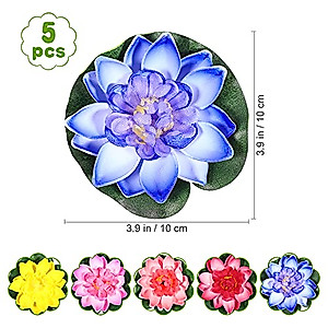 SEWACC Artificial Floating Lotus Flower Water Lily Pads EVA Lotus Flower Water Lily Pads Leaves 5pcs for Home Garden Pond Decoration