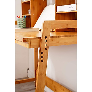 UNICOO BAMBOO SERIES Bamboo Height Adjustable Kids Desk and Chair Set, Children Study Table and Chair Set (Nature - 02)