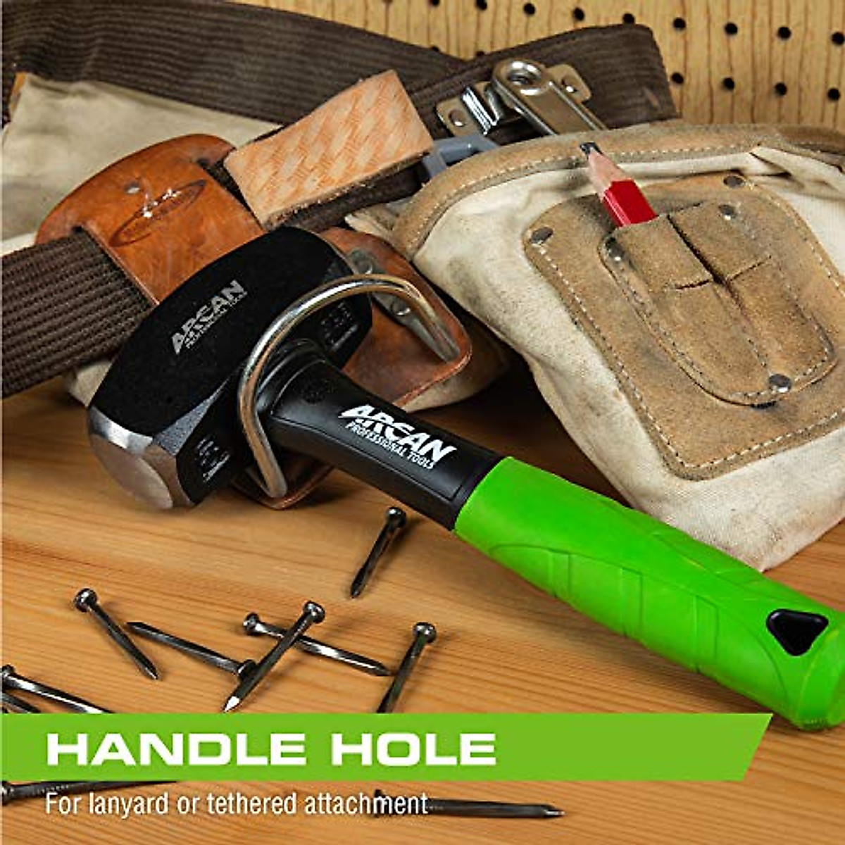 Arcan 3 LB Drilling Hammer 10-Inch 2G Fiberglass Handle with Rubber Grips and Drop Forged Heads (AH3D)