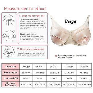 NORFULL MaxTara Special Pocket Bra for Silicone Breastforms Post Surgery Mastectomy Crossdress Beige Bra Size 38/85