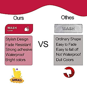 Wash Rinse Sanitize Sink Labels,12 Packs with Hand Wash Only Sign,3 Sink Compartment Waterproof Designer Sticker Signs,Ideal for Wash Station,Restaurant,Food Trucks,Commercial Kitchens (12packs-3sets)