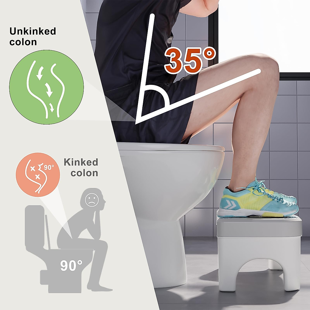 Squatting Toilet Stool for Adults, 7 Inch Poop Stool Adult, Toilet Stool Squat Adult, Non-Slip Potty Stool for Pooping, Pooping Stool for Bathroom, Portable Toilet Step Stool, Foot Rest Stool