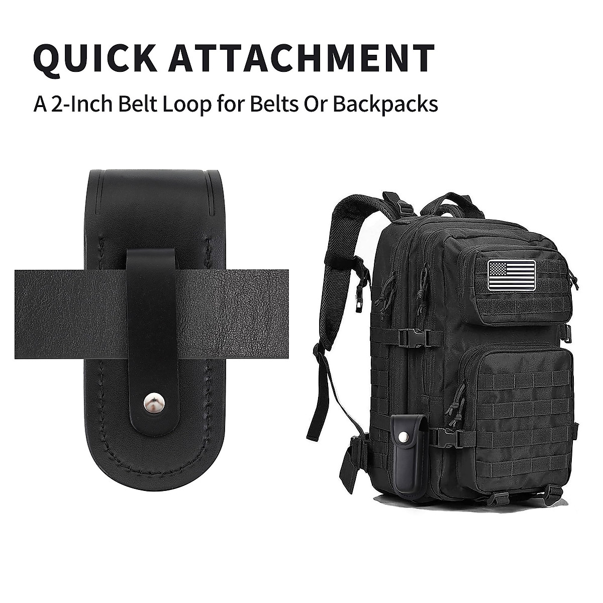 Pocket Knife Sheath, 4" Folding Pocket EDC Knife Case, Portable Pouch Knife Leather Holster with Snap Closure and Belt Loop, Accessory for Outdoor Climbing, Camping, Cycling and Hiking, Black