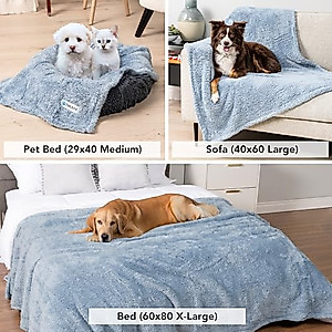 PetAmi Dog Blanket for Large Dogs Blue, Fluffy Soft Puppy Blanket, Sherpa Fleece Cat Blanket for Kitten, Calming Pet Blanket Throw for Bed Washable Sofa Couch Cover, X-Large 60x80