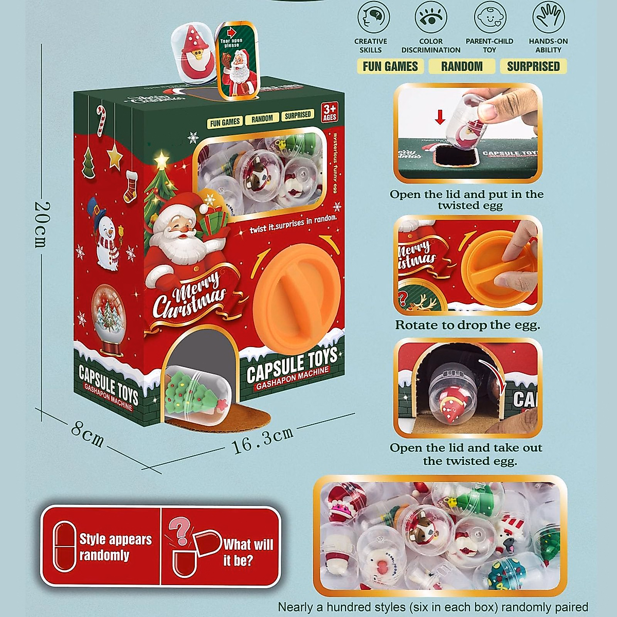 GBSELL Christmas Surprise Lucky Draw Machine Props, Interesting Gachapon Machine for Surprise, Festival Lucky Gacha Machine