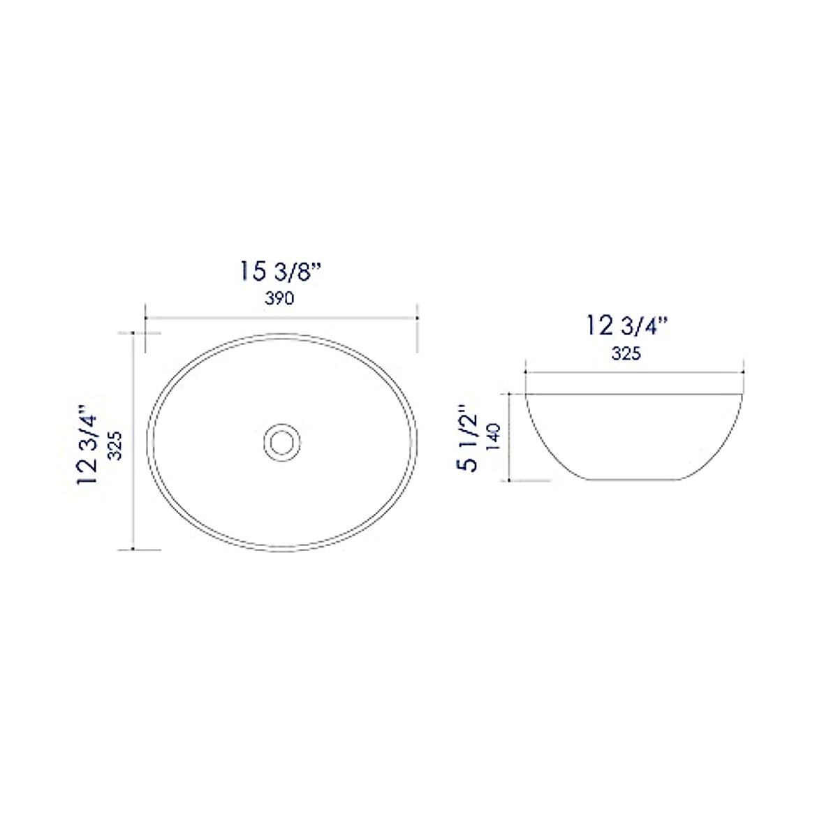 ALFI brand ABC913 Bathroom Sink, 15.38"L x 12.75"W x 5.5"H, White