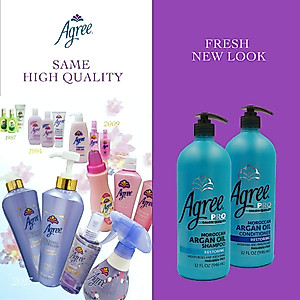 Agree Pro Moroccan Argan Oil Shampoo and Conditioner Set, Repairing and Deep Moisturizing (2x32 oz/ 946 ml bottles)