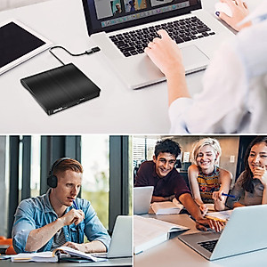 AMIR External CD DVD Drive, USB 3.0 & Type-C CD Burner, Portable CD DVD +/-RW Drive DVD Player for Laptop Notebook PC Desktop Computer