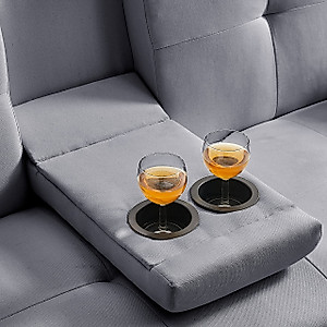 Eafurn Button Tufted Convertible Futon Sofa Bed, Linen Upholstered Loveseat Couch, Modern Folding Sofabed with Cup Holders and Golden Legs, Reclining Small Guest Daybed for Living Room, Dorm