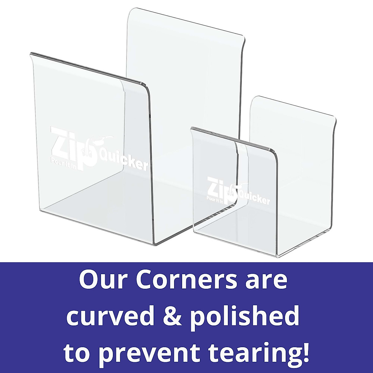 Zip Quicker Ziplock Bag Holder/Food Storage Bag Stand/Baggy Rack Holder/Hands-Free to Pour Leftovers/Filling Zip Lock Freezer Bag Stand/Bag Prep/Comes with both Gallon & Quart Sizes