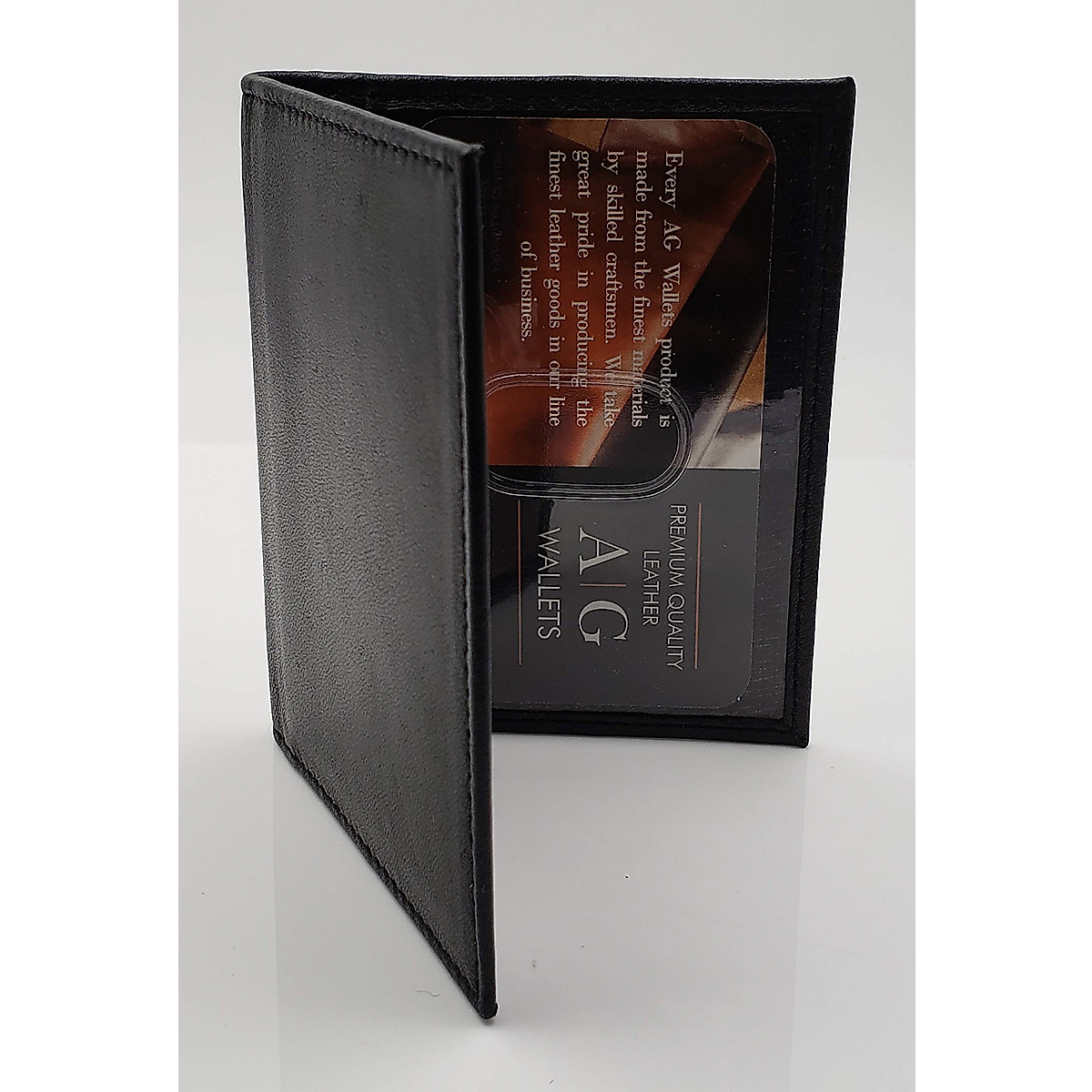 AG Wallets 2 ID Leather Bifold License Holder (Black)