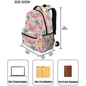 ZZKKO Pink Dinosaur Animal Pattern School Backpacks Book Bag for Boys Girls Travel Hiking Camping Daypack Work Laptop Backpack