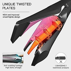 MSTECH Hair Straightener and Curler 2 in 1 - Twisted Ceramic Flat Iron for Hair with Salon High Heat 450℉- Hot Tool Curling Iron with Digital Display -Unique Gifts for Women/Mom