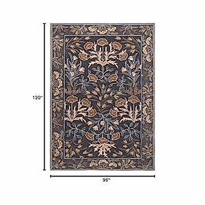 Restoration and Renovation Handmade Floral Adeline Beige/Blue Tulips Traditional Crafted Wool Area Rug for Living Room Bedroom and Kitchen (Blue, 4X6 FT)