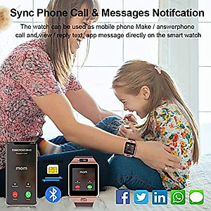 Padgene DZ09 Bluetooth Smartwatch,Touchscreen Wrist Smart Phone Watch Sports Fitness Tracker with SIM SD Card Slot Camera Pedometer Compatible with iOS Android for Kids Men Women