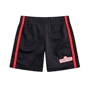 Sesame Street Boys’ Elmo and Cookie Monster Tee and Short Set for Infant and Toddler – Red/Blue