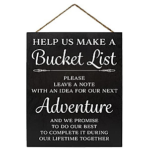 JennyGems Bucket List Wedding Signs, Wedding Decor, Wedding Reception Sign, Wedding Table Decorations, Wedding Bucket List, 10 x 12 Wooden Sign, Black