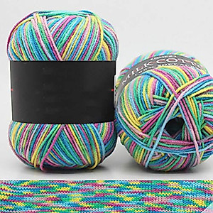Healifty Multicolor Gradient Cotton Yarn Soft Knitting Wool 5 Rolls for Crochet Knitting