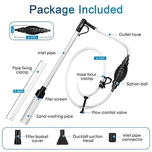 hygger Gravel Vacuum for Aquarium, Aquarium Siphon Vacuum Cleaner for Fish Tank Gravel and Sand Cleaning, Remove Dirt, Water Change, Aquarium Gravel Cleaner with Adjustable Water Flow (S)