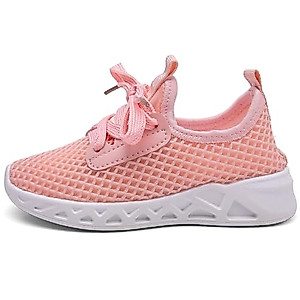 Qvxkd Girls Shoes Boys Running Breathable Lightweight Sneakers for Kids_Pink_2Big Kid