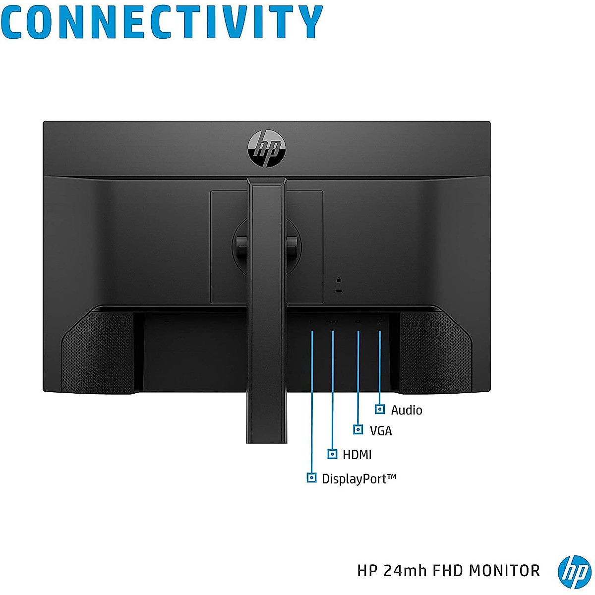 HP New Premium 24mh Series Monitor: 24" FHD IPS Display, Built-in Speakers, VESA Mounting, Height/Tilt Adjustment, HDMI, VGA, DisplayPort, 75Hz Refresh Rate, TF-HDMI Cable