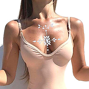 Blindery Rhinestone Face Gems Mermaid Cross Chest Gem Crystal Eyes Face Stickers Jewels Body Rave Festival Party Face Jewelry for Women and Girls 2PCS