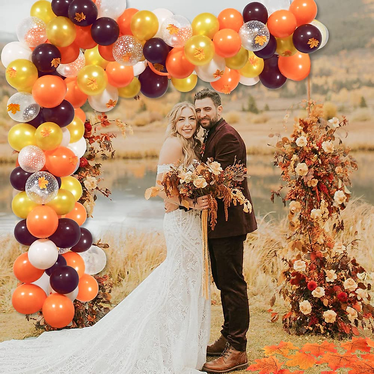 Little Pumpkin Autumn Party Balloons Garland Arch, Autumn Theme Party Balloon Arch Orange Gold Brown Maple Leaves Backdrop For Fall Theme Bridal Shower Thanksgiving Wedding Engagement Birthday Party