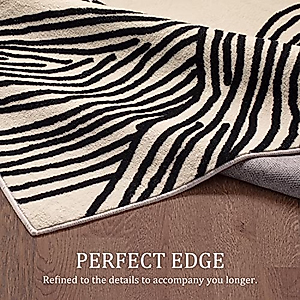 YIHOUSE 6×9 Ft Area Rugs Non-Shedding Washable Rug, Bedroom Living Room Dining Room Office Soft Nonslip Modern Rugs Faux Wool Collection Carpet Indoor/Outdoor Rugs-Black and White Rug