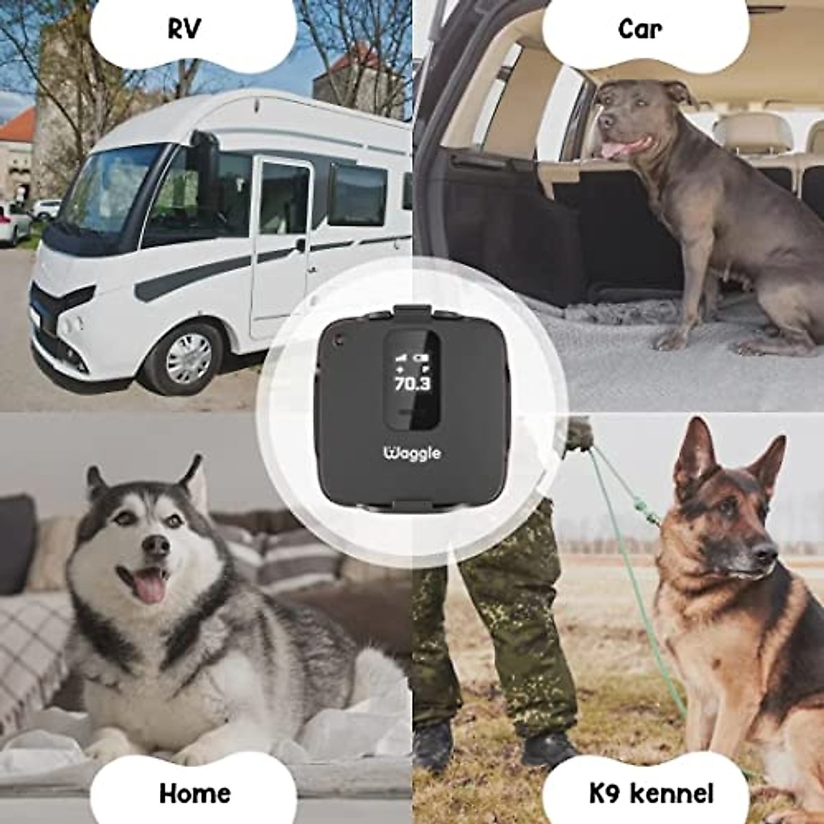 Waggle RV/Dog Safety Temperature & Humidity Sensor | Wireless Pet monitoring system | Verizon Cellular | Instant Alerts on Temp/Humidity/Power loss via SMS/Email 24/7 | No WiFi | Subscription Required