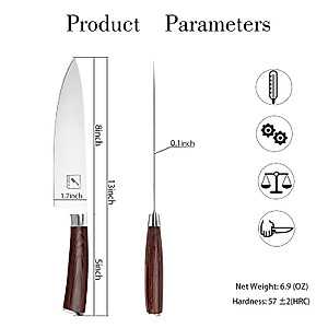 imarku Chef Knife - Pro Kitchen Knife 8 Inch Chef's Knives High Carbon Japanese SUS440A Stainless Steel Sharp Paring Knife with Ergonomic Handle, Red Handle, Christmas Gifts for Women Men