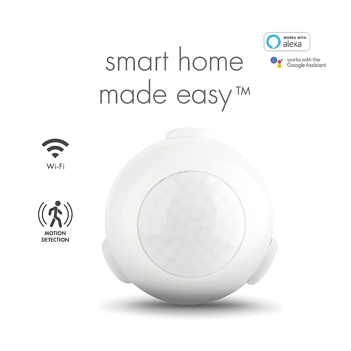 Globe Electric Wi-Fi Smart Motion Detector, No Hub Required, Battery Operated, White,50026