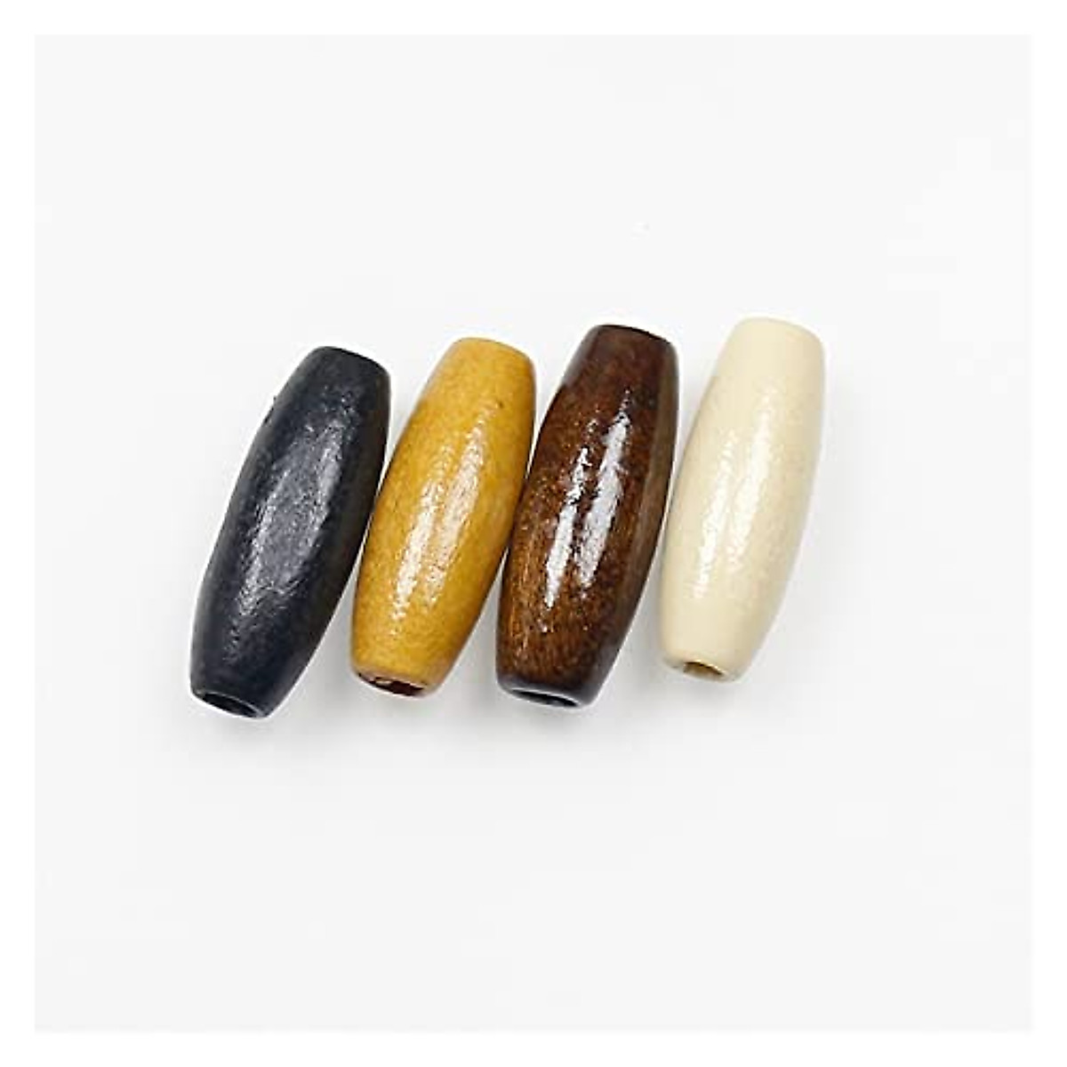 Bead Charms 20/50pcs Natural Olive Shape Loose Wood Beads Coffee/Black Handmade Wooden Puzzle Prayer Long Spacer Beads DIY Jewelry Making DIY Pendants ( Color : Beige , Item Diameter : As photo 50ps )