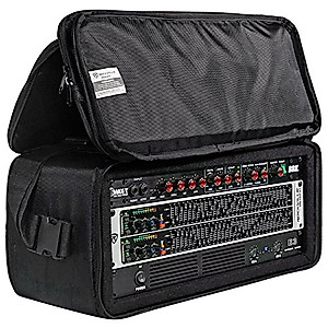 Rockville 4U Rack Bag Double-Sided Case with 12" Depth + Shoulder Strap (RRB40) Black